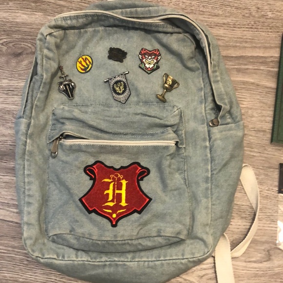 Warner Bros. | Accessories | Harry Potter Denim Backpack With Pins ...